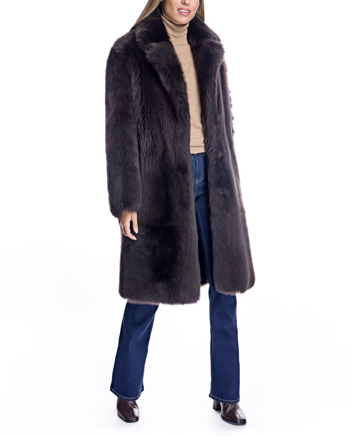 MAXIMILIAN Shearling Coat with Notch Collar